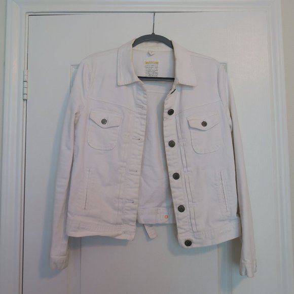 J. Crew | Jackets & Coats | J Crew White Denim Jacket | Poshmark